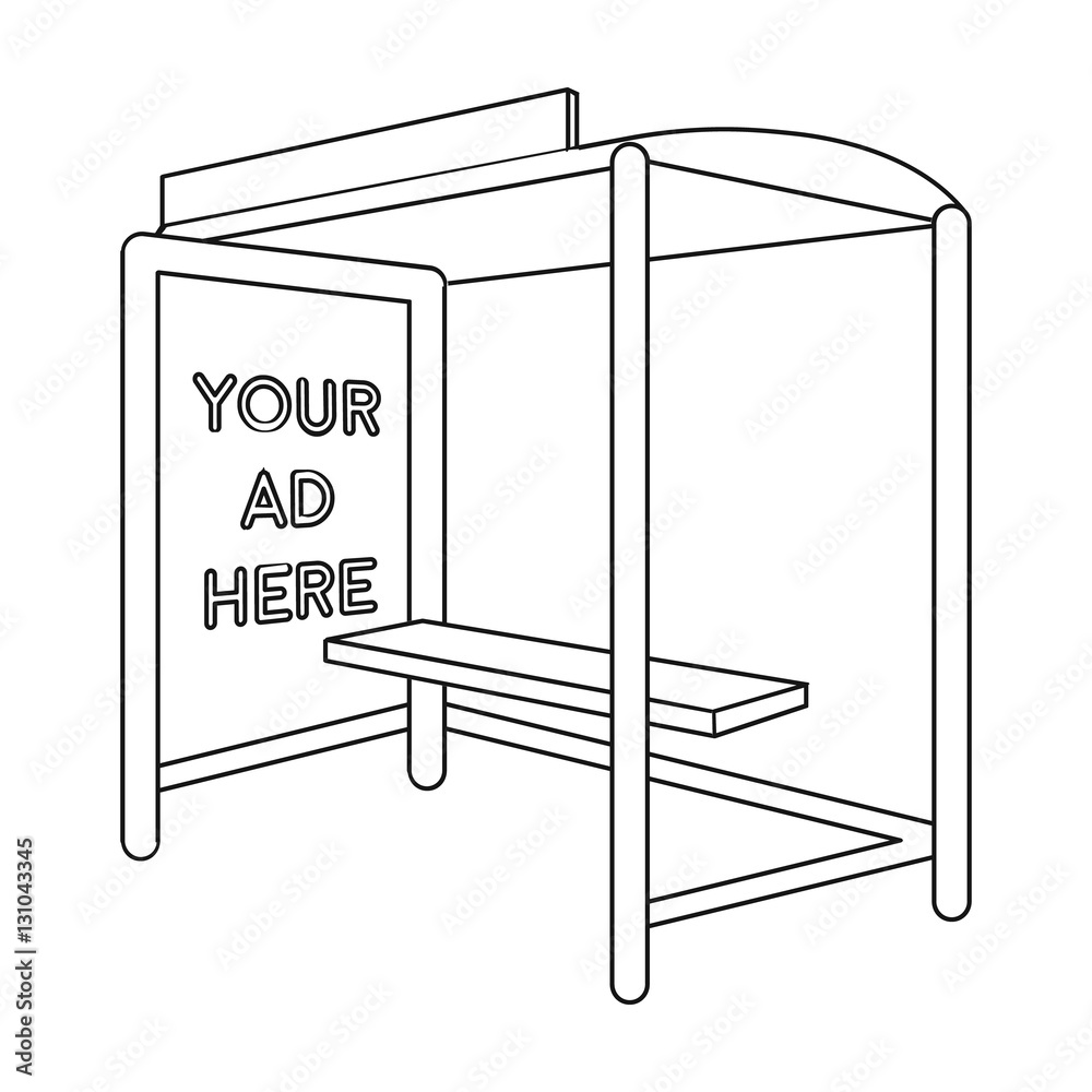 Bus station advertising icon in outline style isolated on white ...