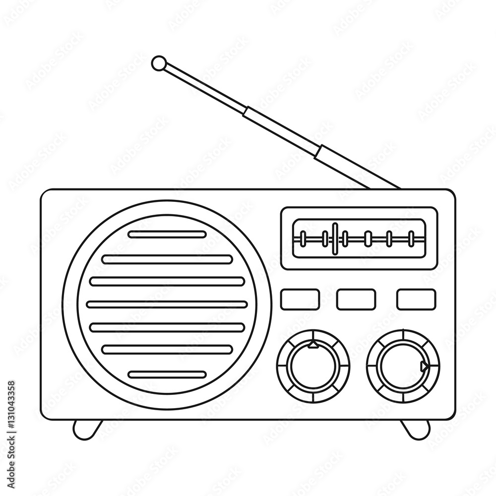 Radio advertising icon in outline style isolated on white background ...