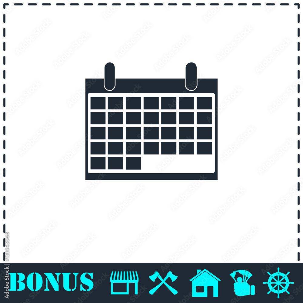 Calendar icon flat Stock Vector | Adobe Stock