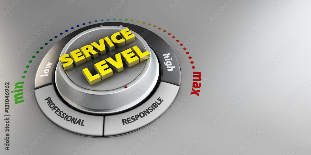 3d Illustration of Service Level knob button switch. High confidence ...