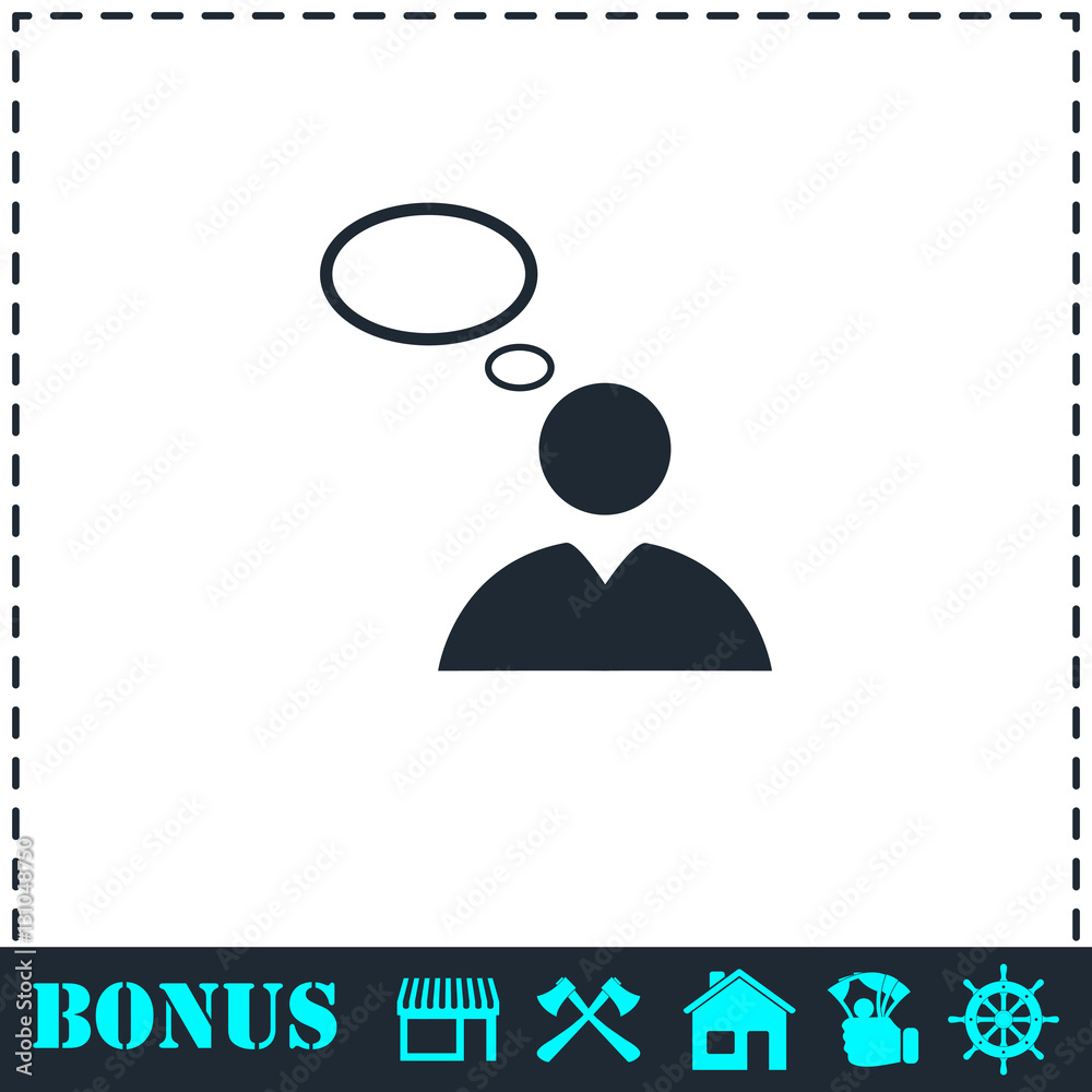 Thought icon flat Stock Vector | Adobe Stock