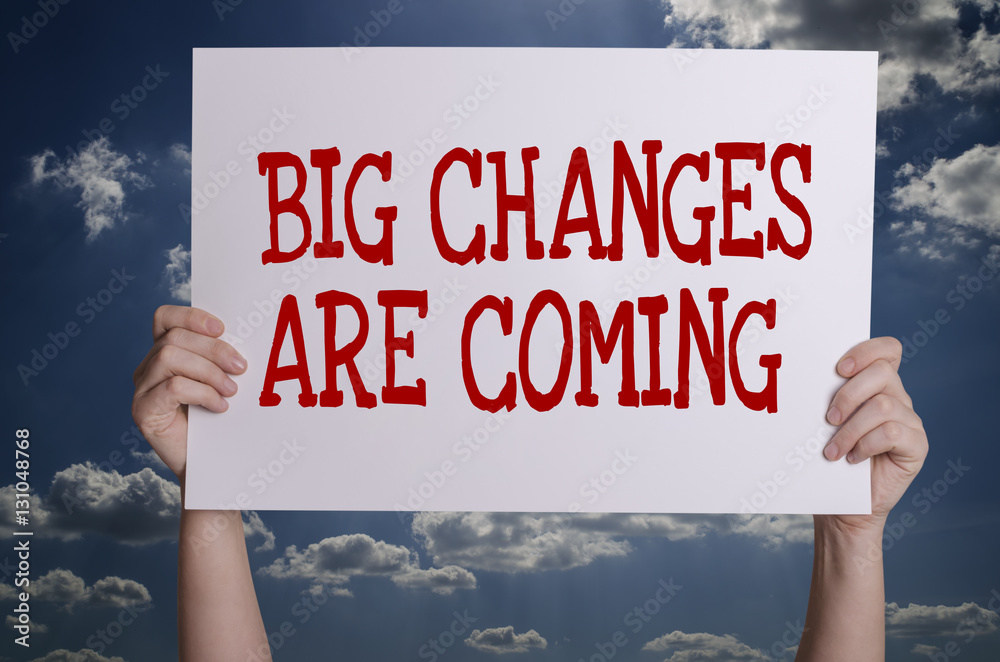 Big changes are coming card in hand with sky background Stock Photo ... Big changes are coming card in hand with sky background Stock Photo ...