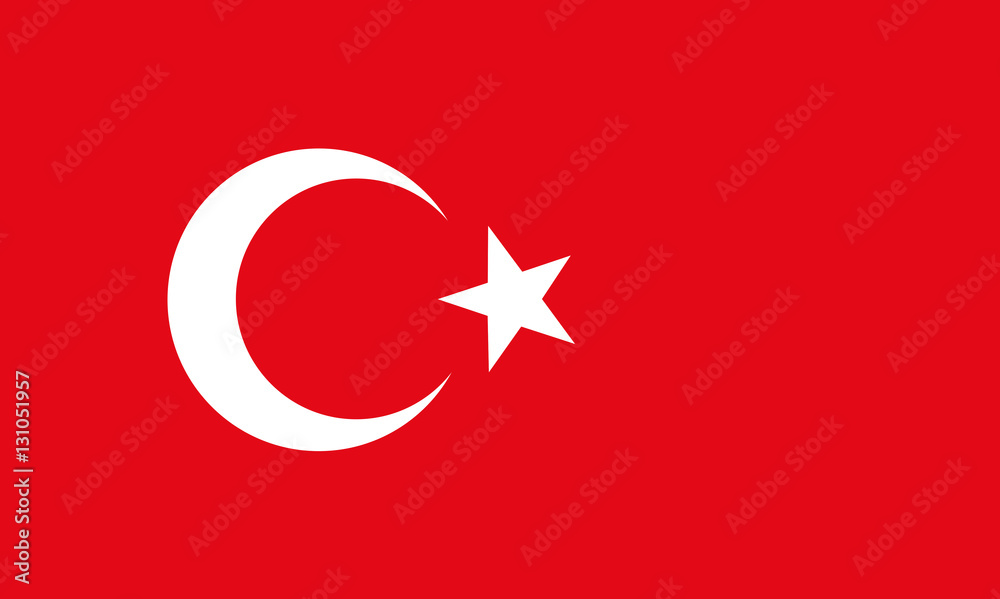 The national flat flag of Turkey. red color with star and half moon, 2d ...