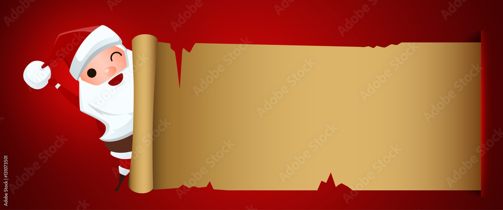 Merry Christmas. Santa Claus holding santa's list old Paper. Christmas ...