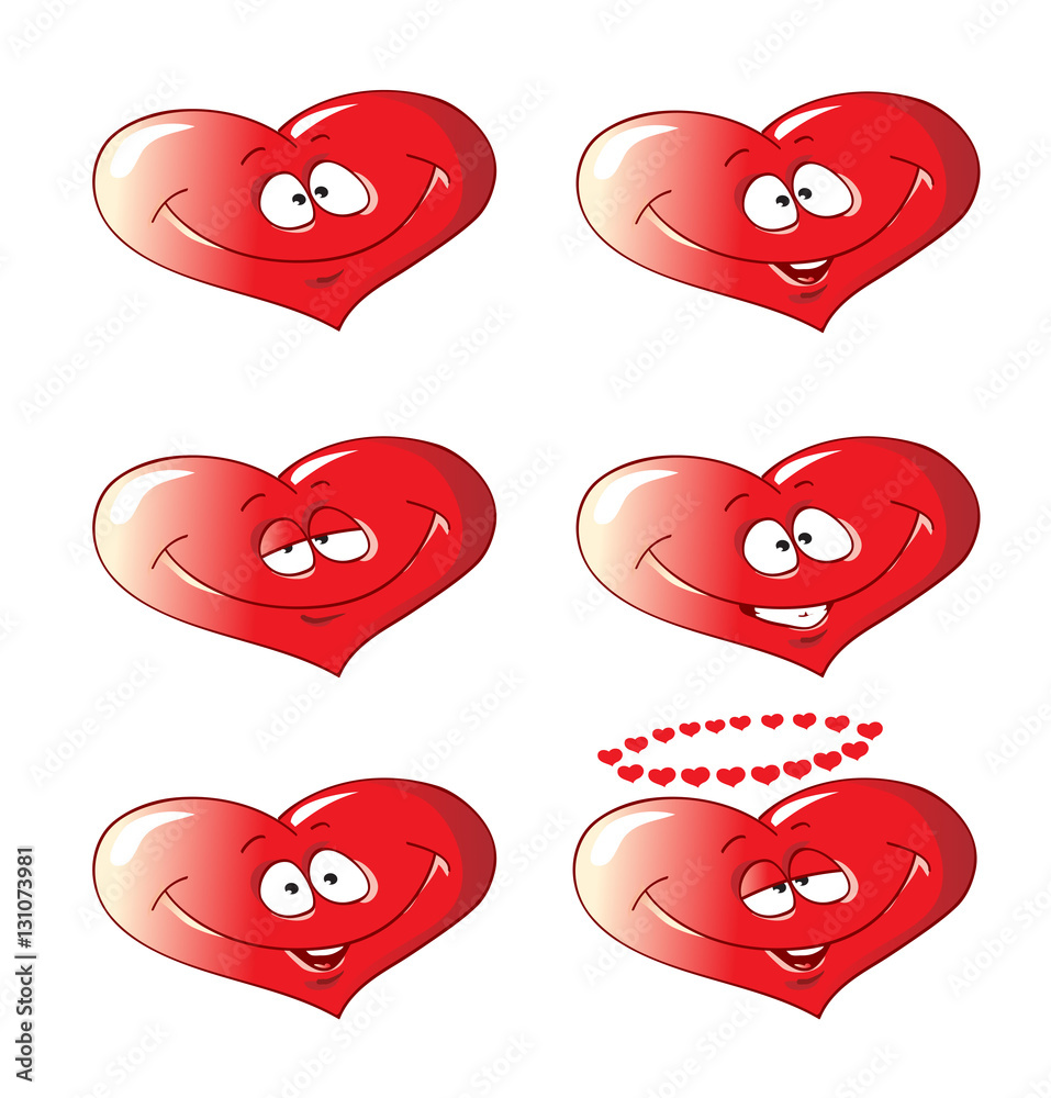 Funny cartoon heart set. Vector illustration Stock Vector | Adobe Stock