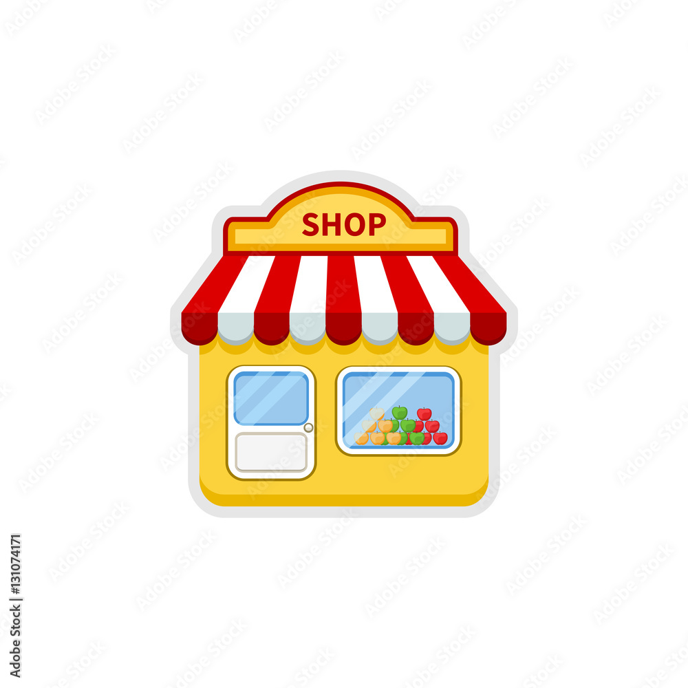 Store icon. Shop icon. Cartoon vector illustration isolated on white ...