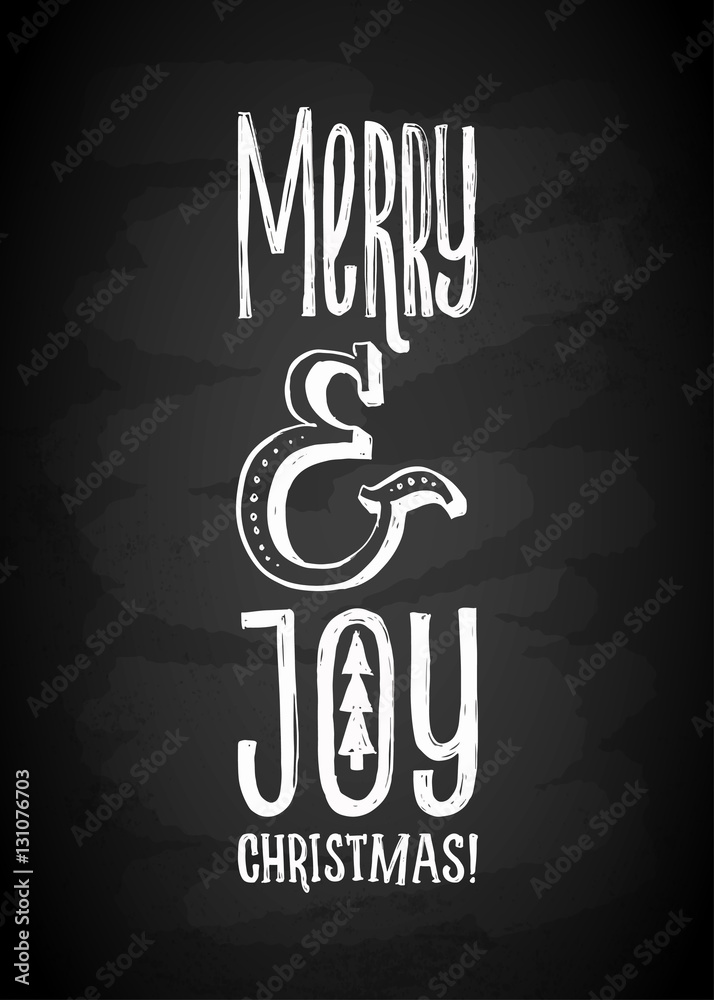 Merry Christmas and New Year Chalk Board Lettering. Letters stylized ...