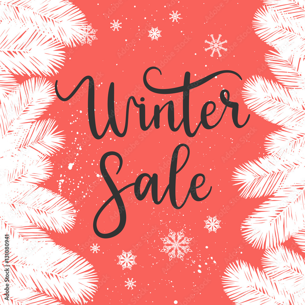 Winter sale card, label, banner. Vector winter holiday background with ...