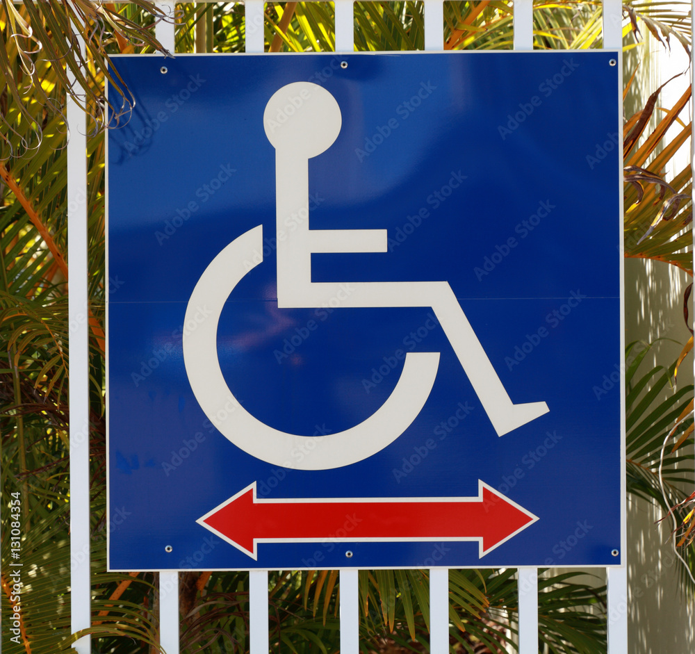 Disabled pictogram sign indicating a direction Stock-Foto | Adobe Stock