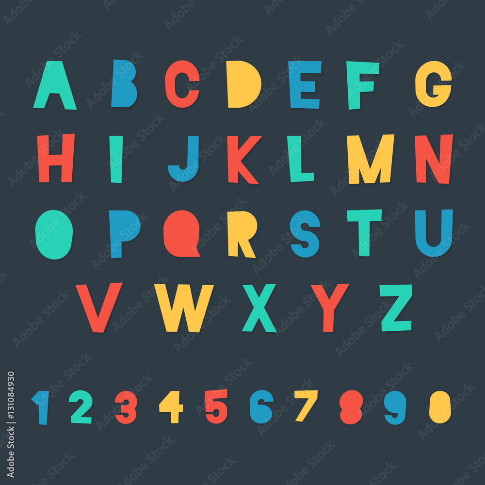 Coloured alphabet and numbers Stock Vector | Adobe Stock