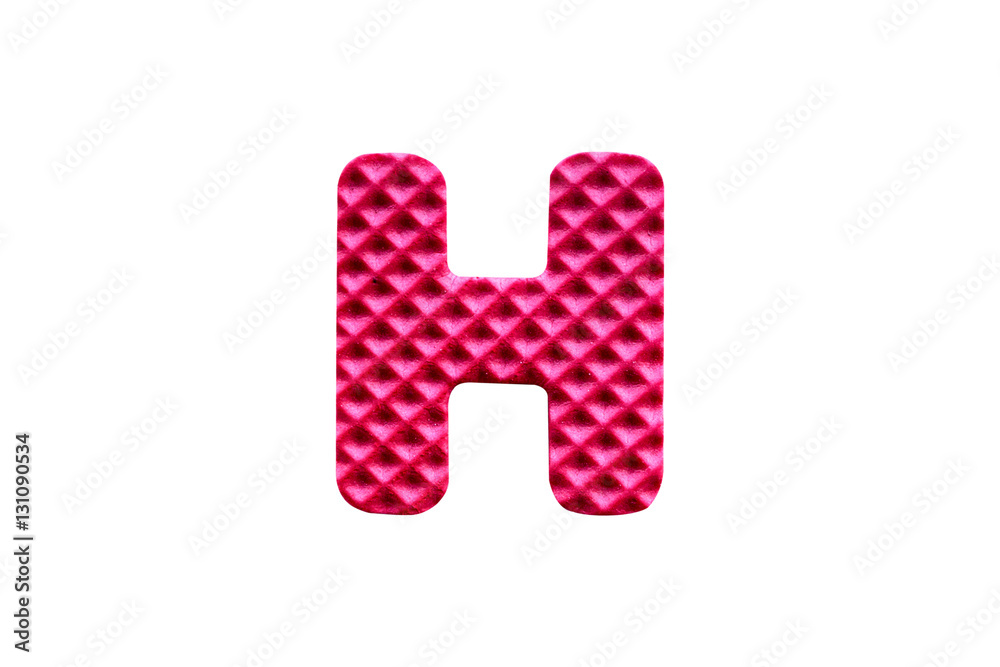 pink alphabet H made from EVA foam on white background Stock Photo ...