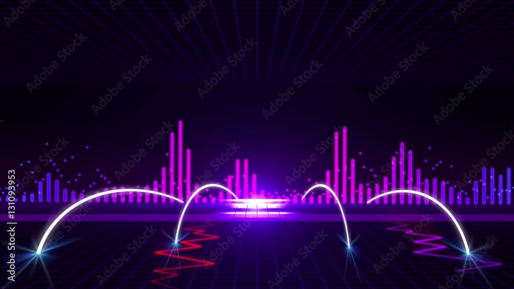 Seamless 3D abstract animation of vibration graph pulse or seismograph ...