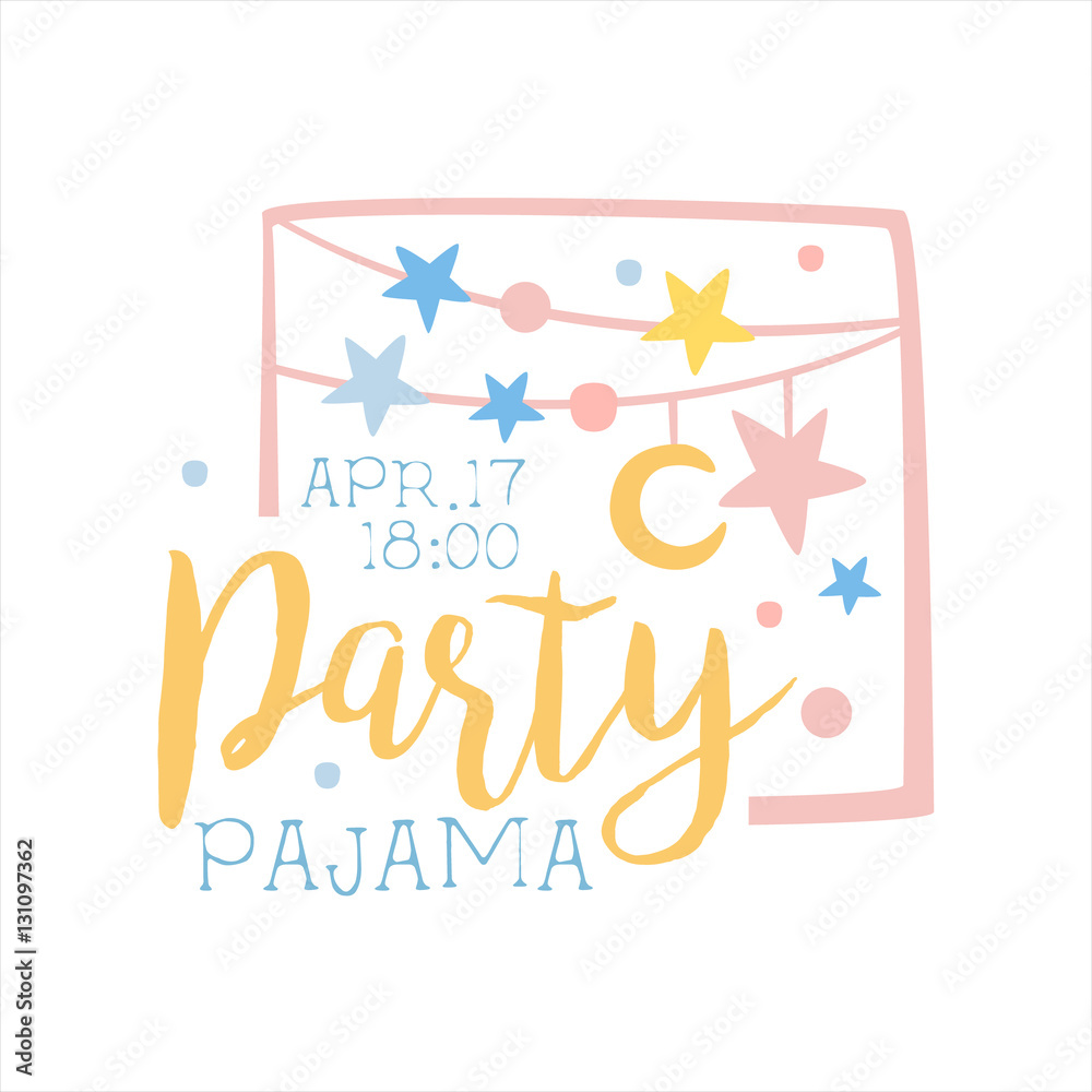 Girly Pajama Party Invitation Card Template With Garlands Inviting Kids ...