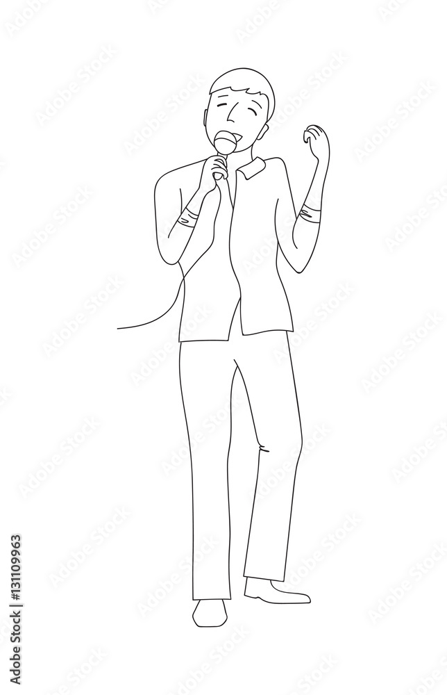 Man singing into microphone vector Stock Vector | Adobe Stock