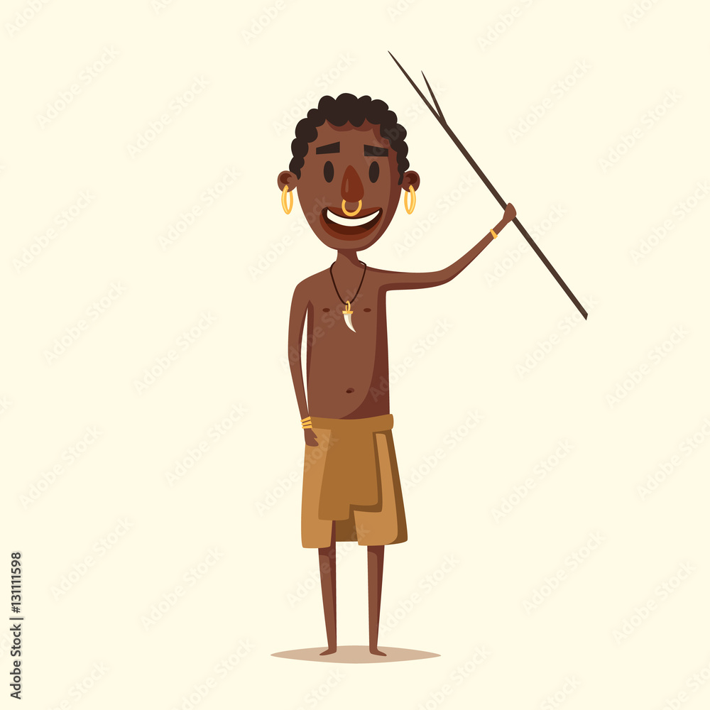 African man. Indigenous south American. Cartoon vector illustration ...