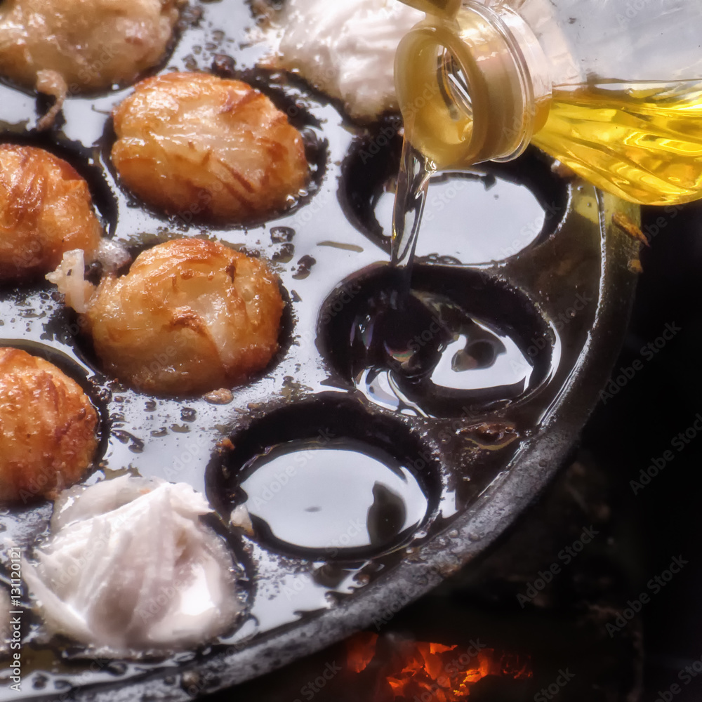 Kanom Babin (Thai traditional dessert). Thai street food at local ...