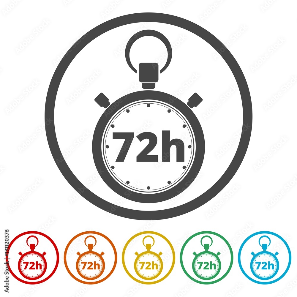 Vector illustration of 72h stopwatch icon Stock Vector | Adobe Stock