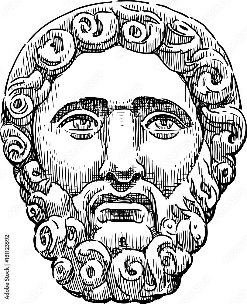 the ancient classical mask of a male face Stock Vector | Adobe Stock