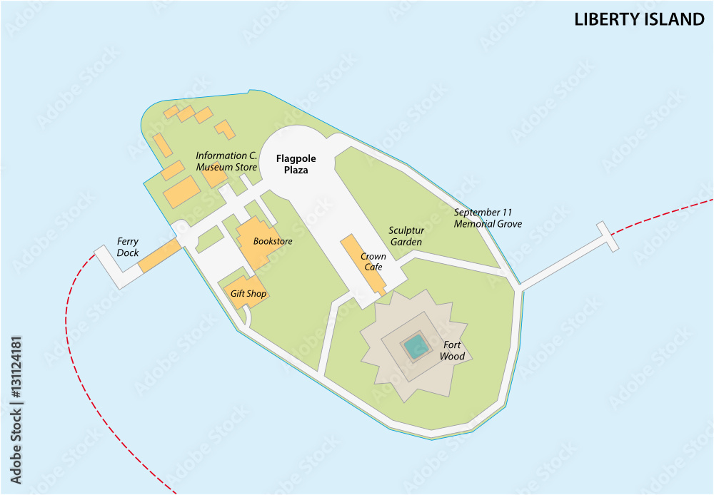 Vector map of liberty island, New York City Stock Vector | Adobe Stock