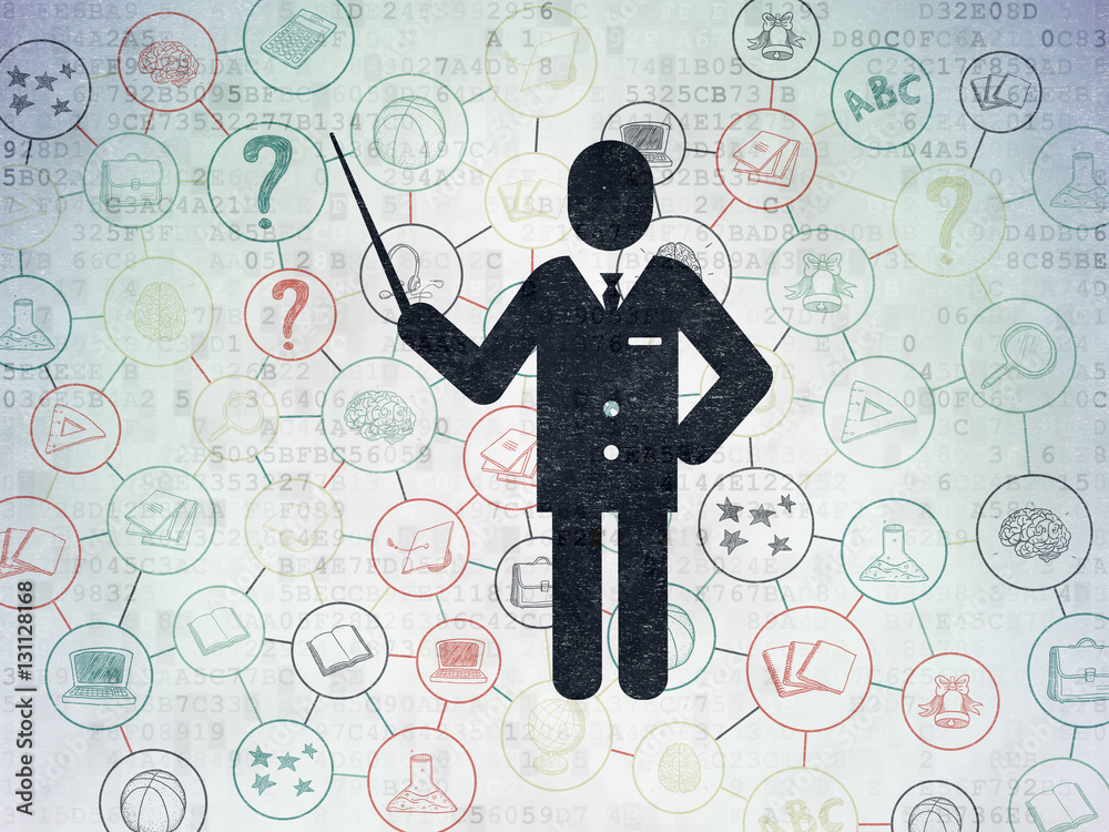 Learning concept: Teacher on Digital Data Paper background Stock ...