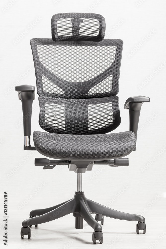 orthopedic chair ergonomic computer workstation on a gray backgr Stock ...