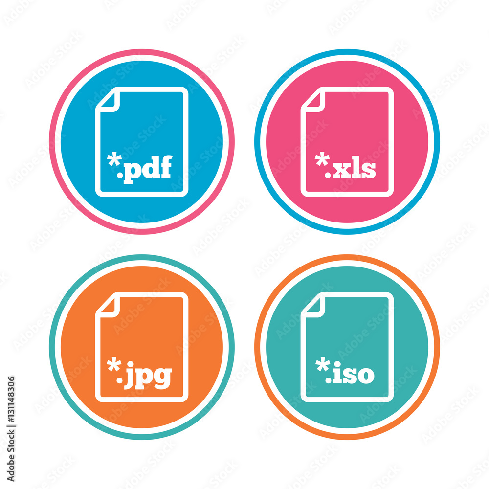 Document signs. File extensions symbols. Stock-Vektorgrafik | Adobe Stock