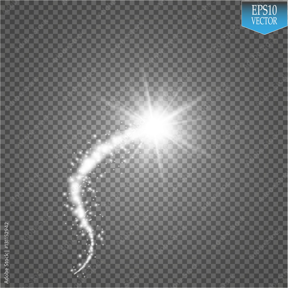 Vector white glitter wave abstract illustration. White star dust trail ...