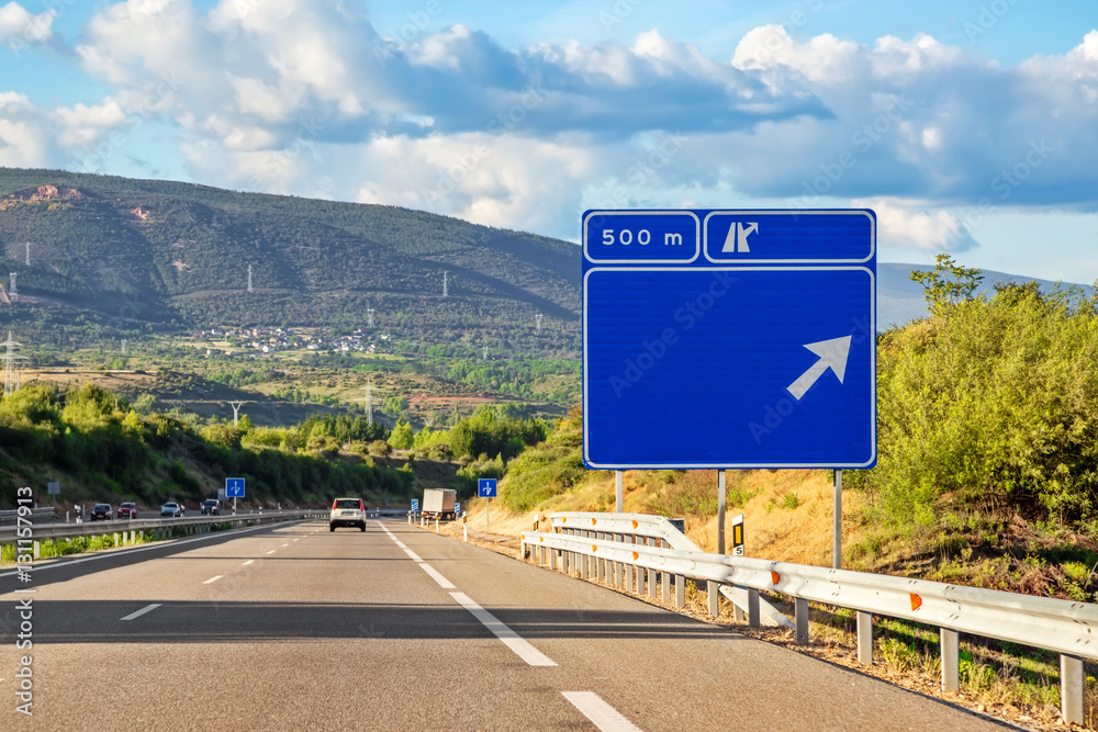 Traffic signs in Spain road. Stock Photo | Adobe Stock