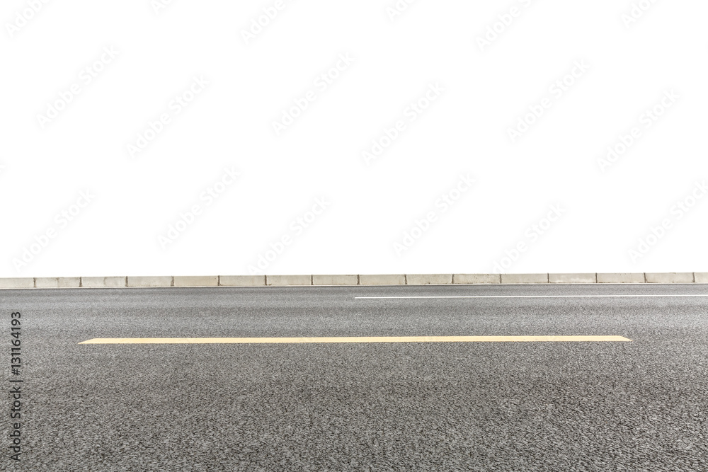 Asphalt road on white with path Stock Photo | Adobe Stock