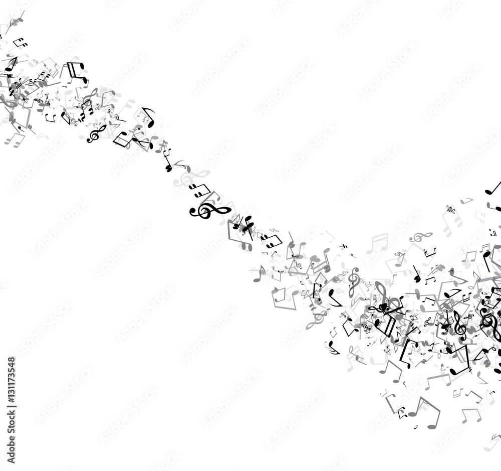 White musical background with notes. Stock Vector | Adobe Stock