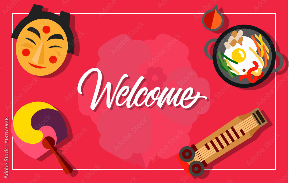 Welcome Frame with Japanese Symbols Stock Vector | Adobe Stock