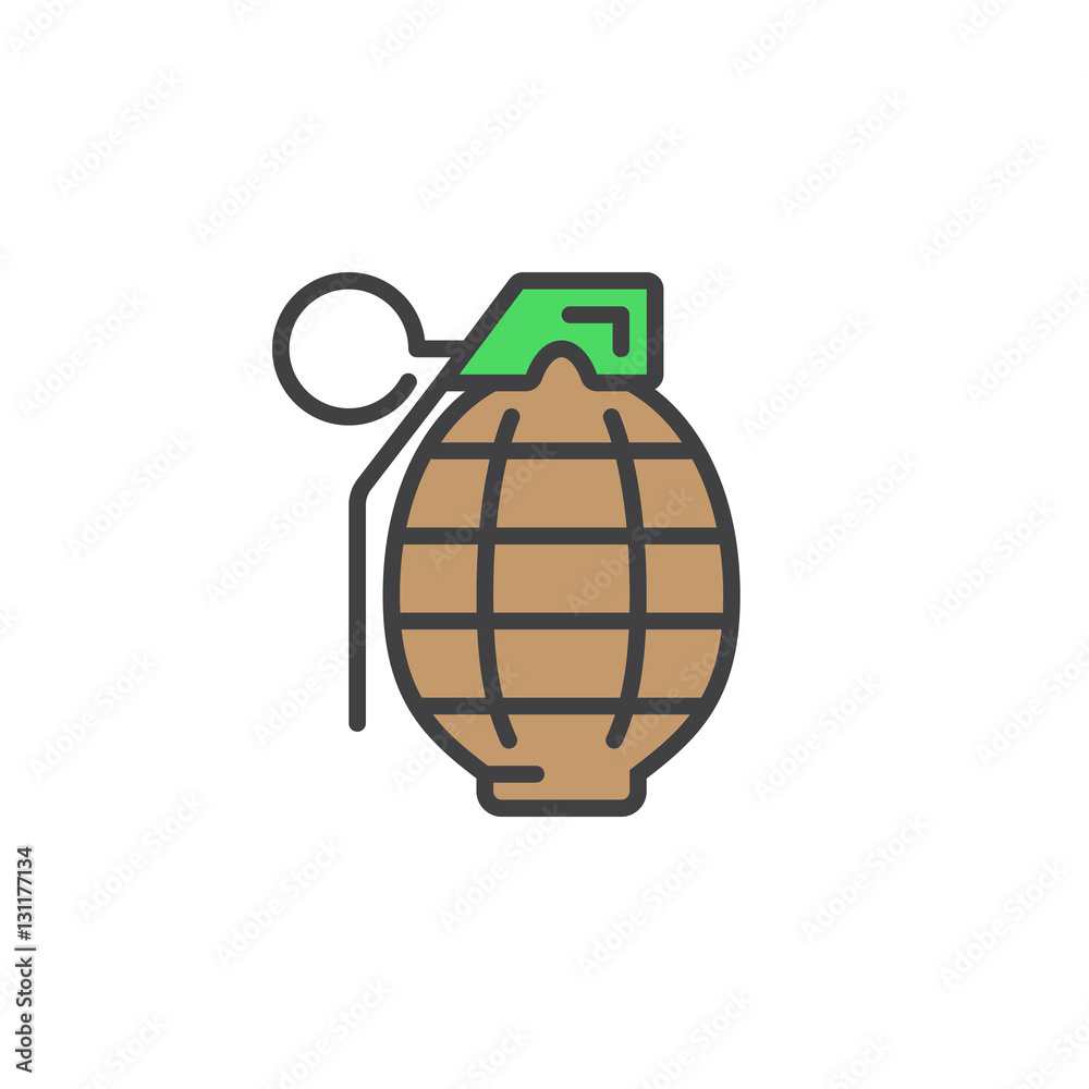 Fragmentation grenade line icon, filled outline vector sign, linear ...