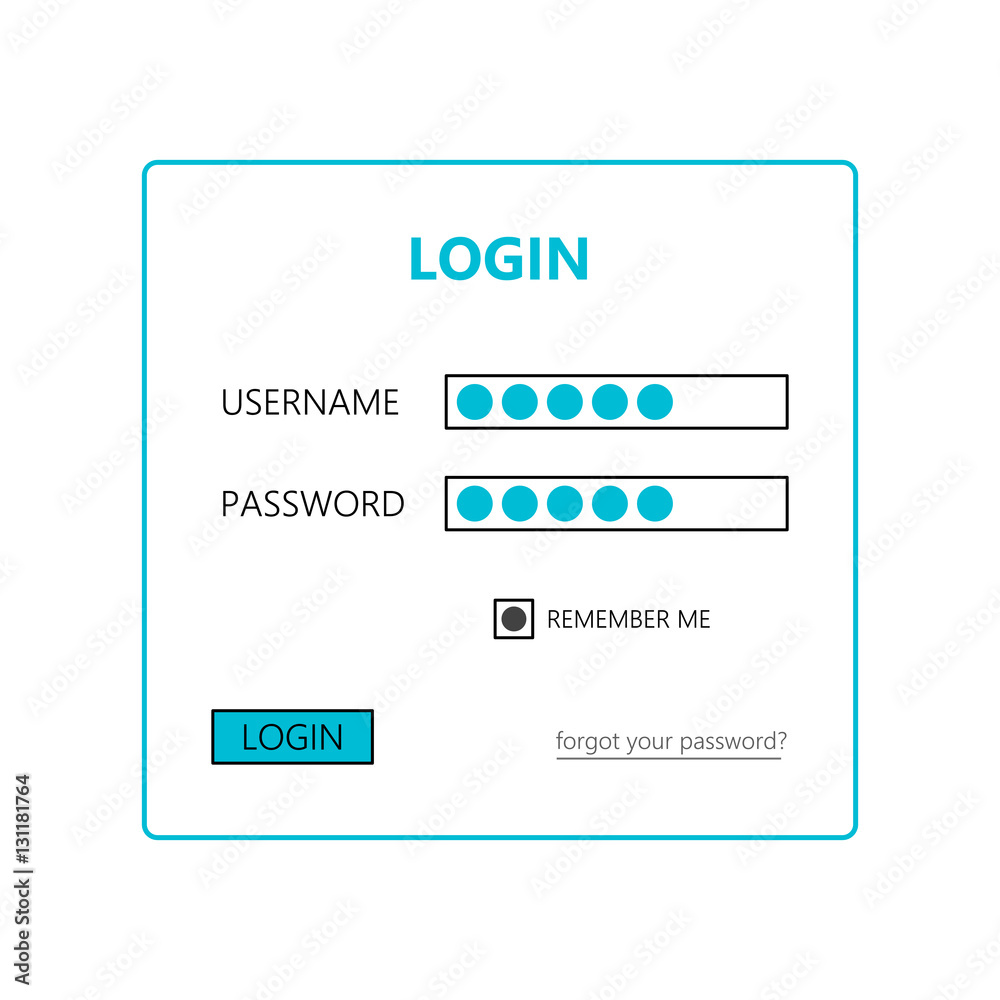 Vetor de User login form - username password and login. Vector user interface light theme do ...