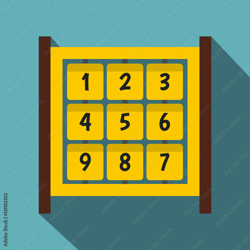 Yellow cubes with numbers on playground icon. Flat illustration of ...