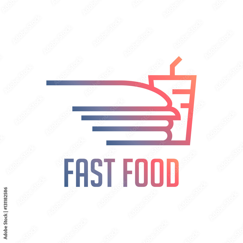 Fast food vector logo. Outline design template Stock Vector | Adobe Stock