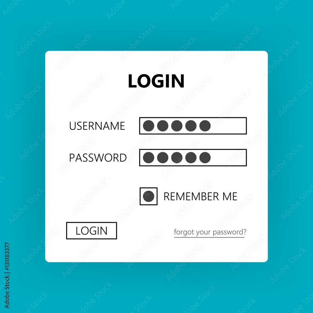 User login form - username password and login. Vector user interface ...