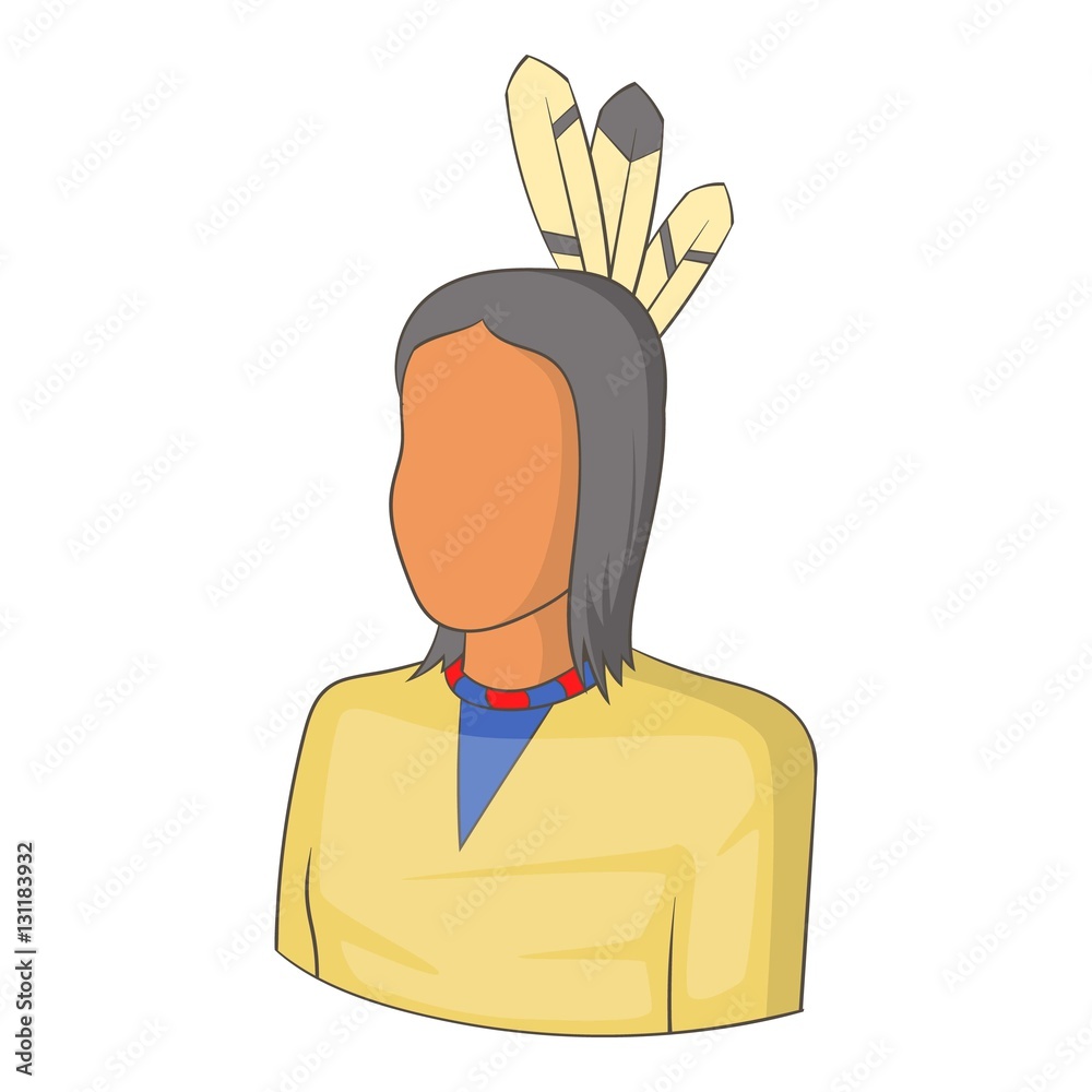 Native Indian man icon. Cartoon illustration of native indian man ...