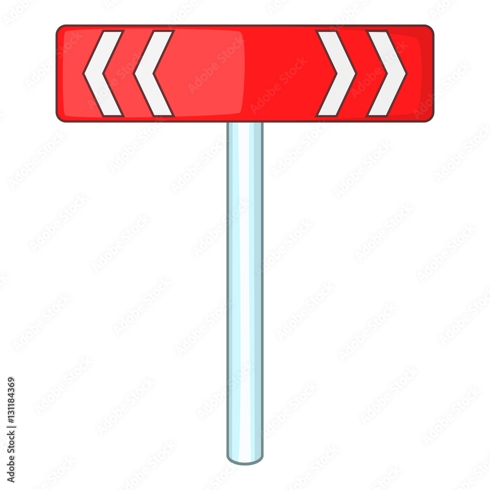 Red road sign direction pointer icon. Cartoon illustration of red road ...