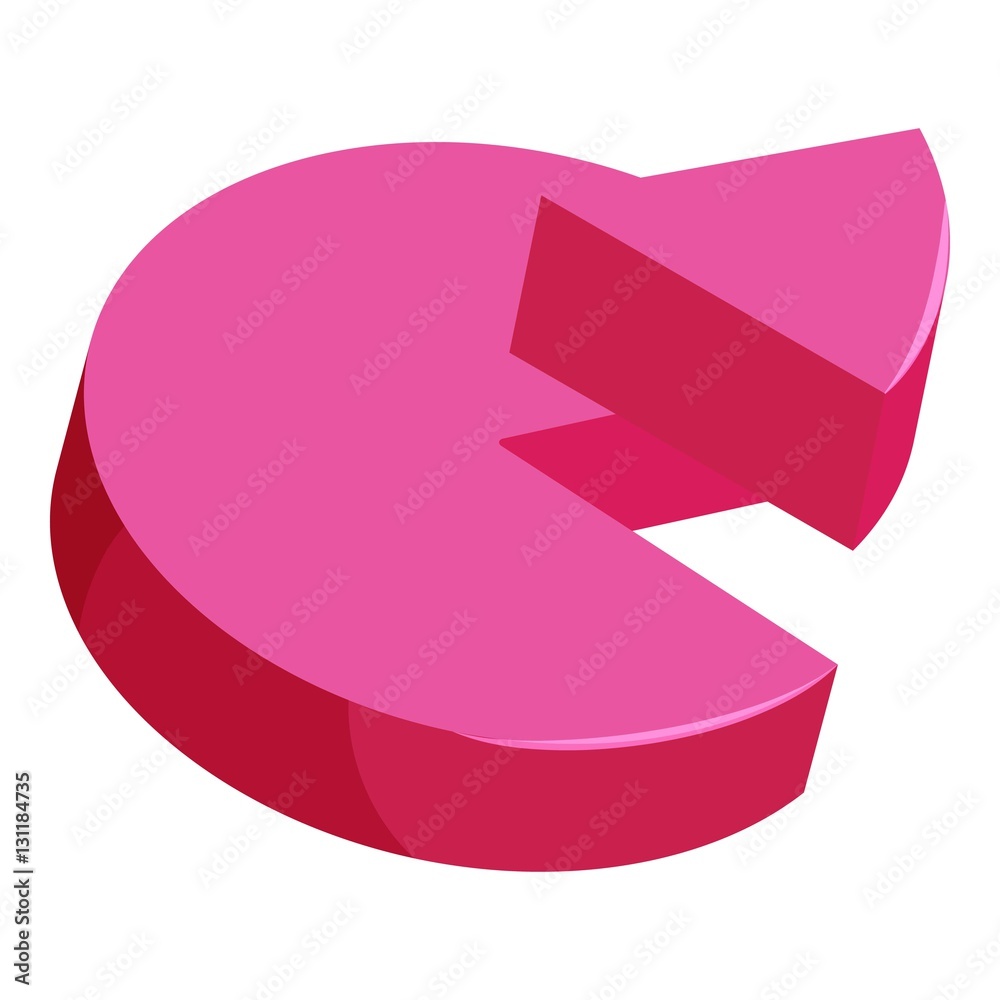 Pink pie chart icon. Cartoon illustration of pink pie chart vector icon ...