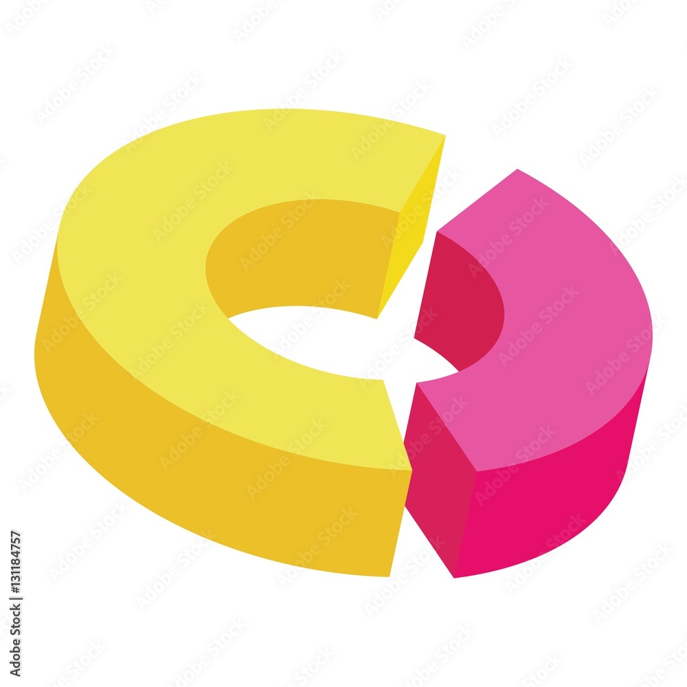 Circle divided into two parts icon. Cartoon illustration of circle ...