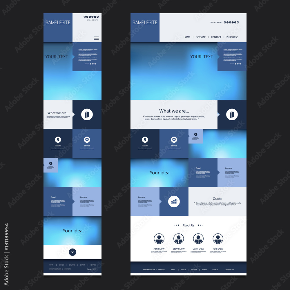 Responsive One Page Website Template with Blurred Background - Desktop ...