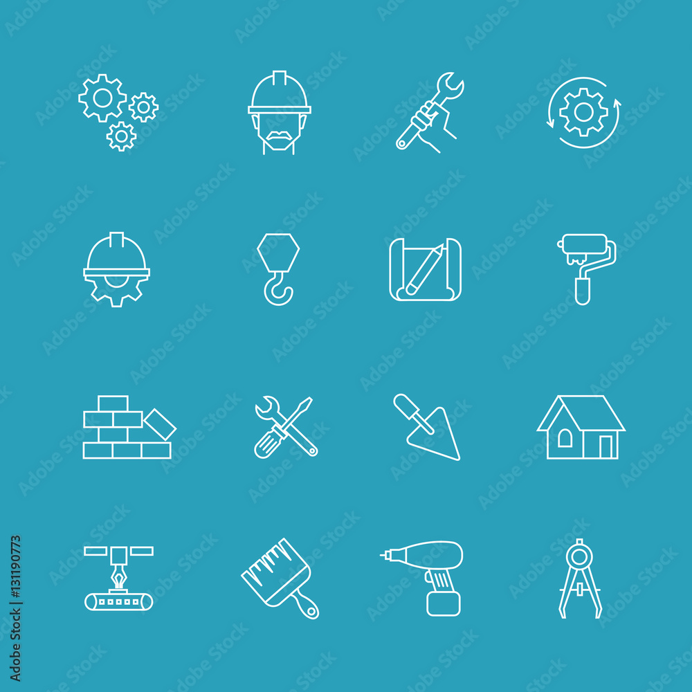Construction and engineering icons. Designing building vector symbols ...