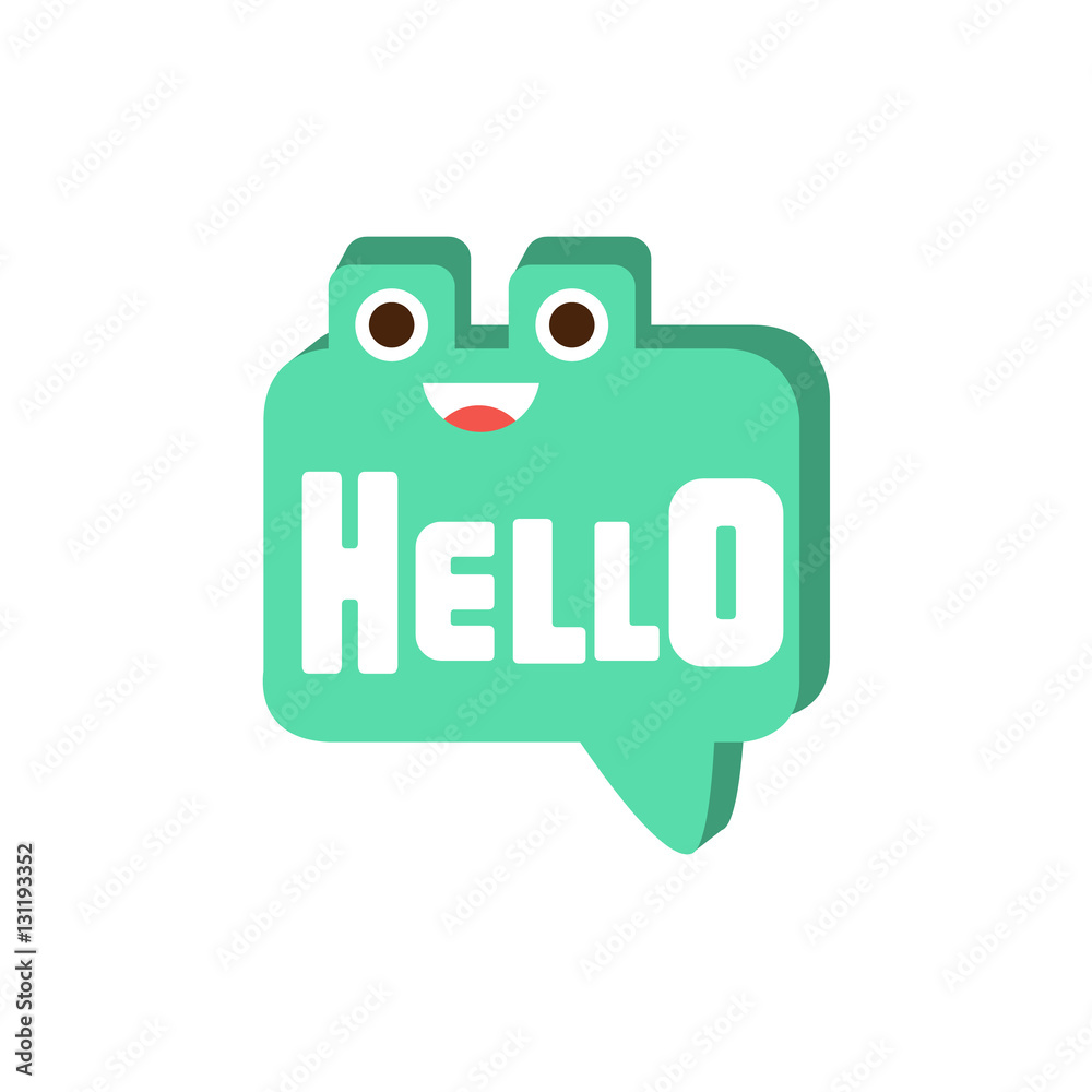 Hello Speech Bubble, Word And Corresponding Illustration, Cartoon ...