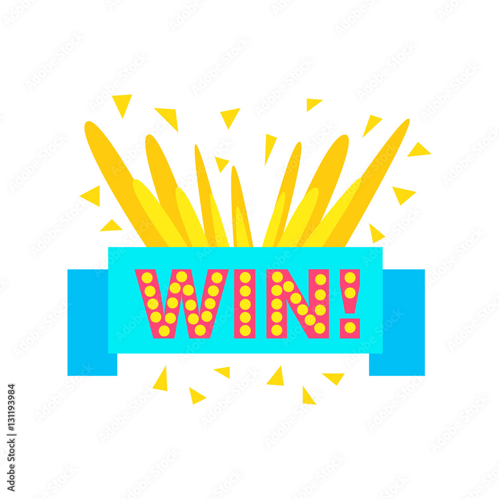 Win Congratulations Sticker With Blue Ribbon Design Template For Video ...