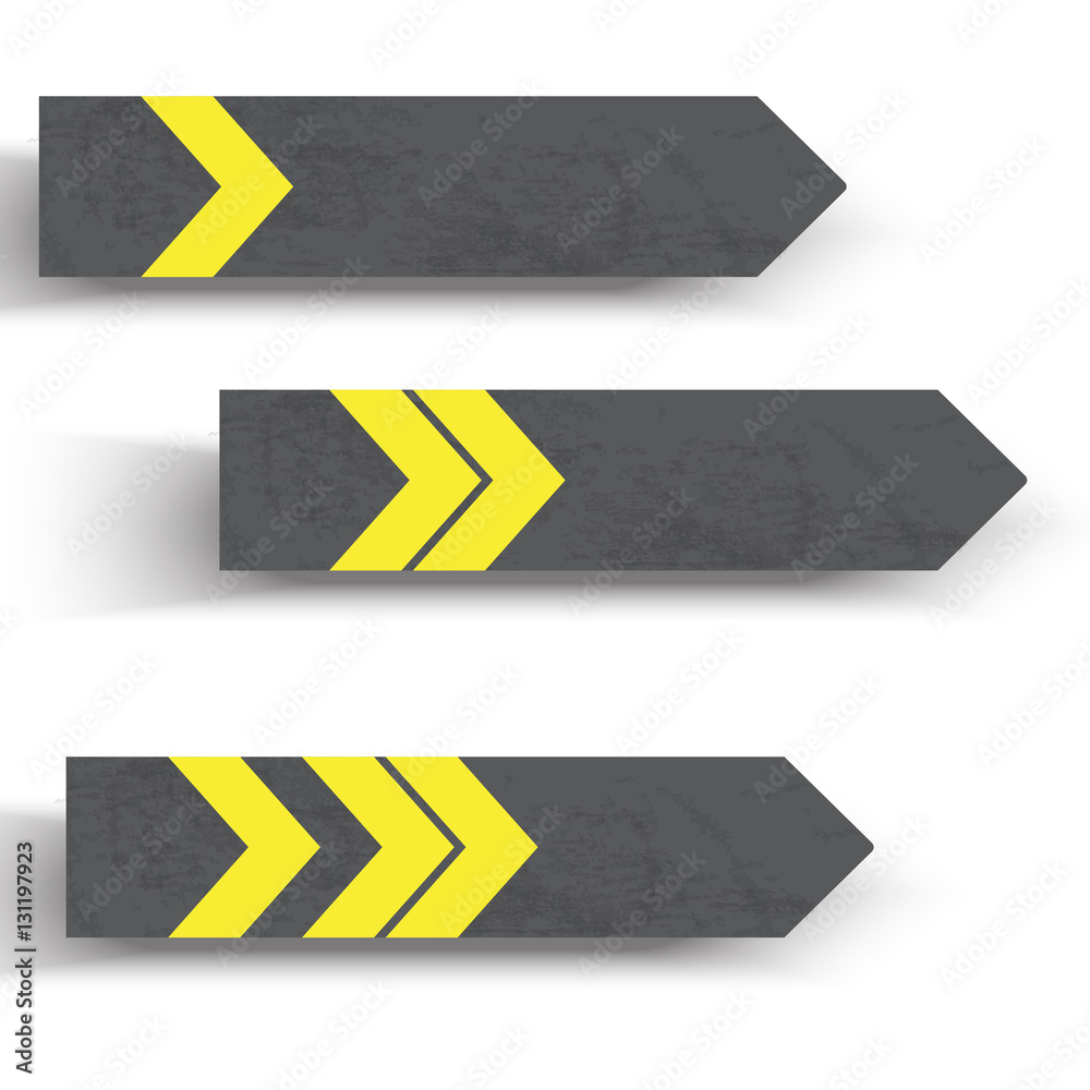 Stripe arrow signs with shadow. Vector illustration of arrow with right ...