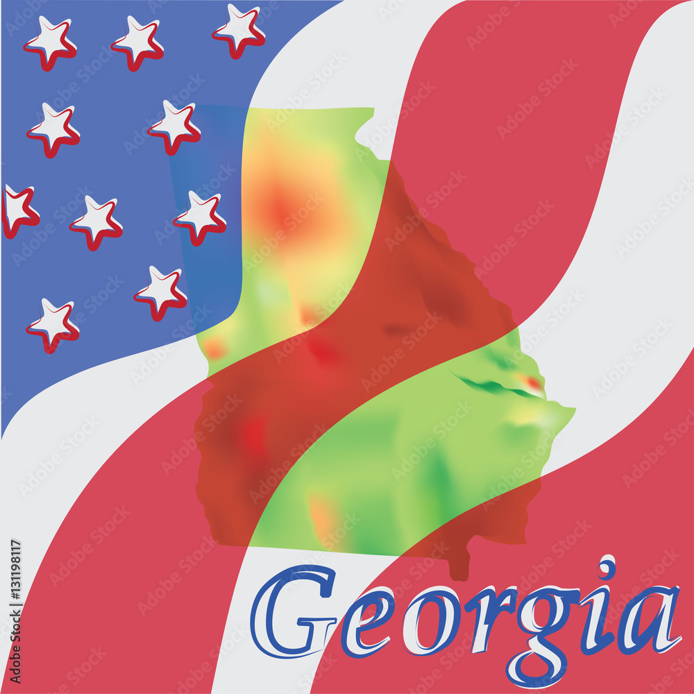 Georgia. State of the USA. Vector image. Symbols of the US and the ...