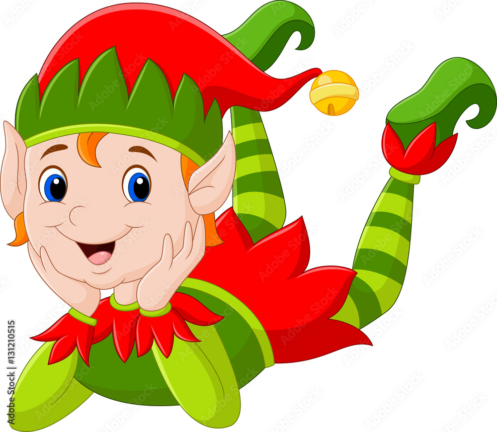 Cartoon elf laying on the floor Stock Vector | Adobe Stock