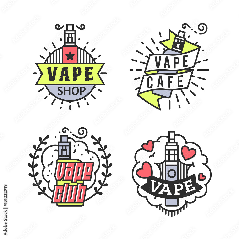 Vector Vaping Badges, Modern Line Art Labels, Vape Shop Logo Stock ...