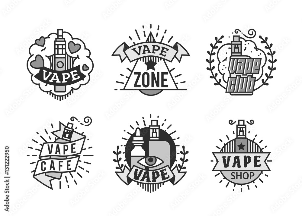 Vector Vaping Badges, Modern Line Art Labels, Vape Shop Logo Stock ...