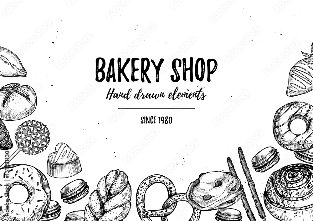 Hand drawn vector illustration - collection of goodies, sweets, Stock ...